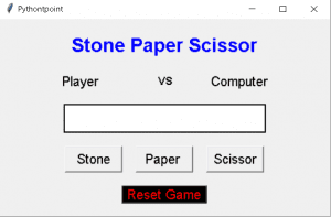 Stone Paper Scissor using Python Tkinter - Pythontpoint
